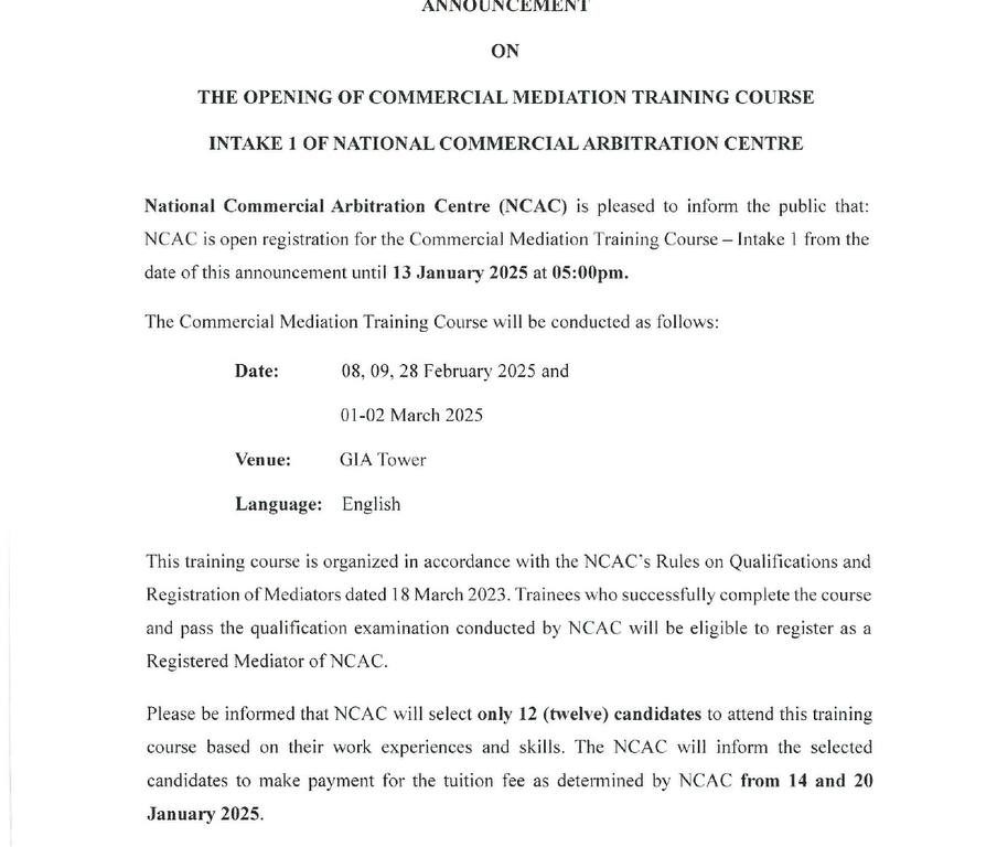 National Commercial Arbitration Centre (NCAC)